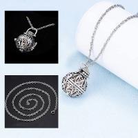 China Men's Round Hollow Urn Pendant Necklace Cremation Jewelry for Ashes Keepsake Dream Catcher Ash Holder Necklace Charm Memorial Jewelry for sale