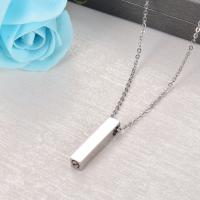 China Custom Cremation Jewelry Stainless Steel Vertical Cube Bar Urn Necklace with Picture for sale