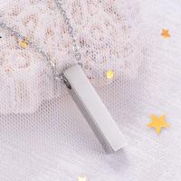 China Custom Cremation Jewelry Stainless Steel Vertical Cube Bar Urn Necklace with Picture for sale