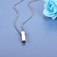 China Custom Cremation Jewelry Stainless Steel Vertical Cube Bar Urn Necklace with Picture for sale