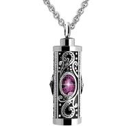 China Stainless Steel Cylindrical Design Urn Necklace Pendant for Ashes and Perfume Bottle for sale