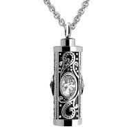 China Stainless Steel Cylindrical Design Urn Necklace Pendant for Ashes and Perfume Bottle for sale
