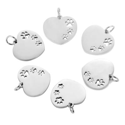 China Stainless Steel Love Heart Pendant with Full Polished Finish and DIY Dog Paw Cutout for sale