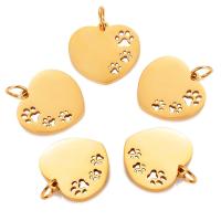 China Stainless Steel Love Heart Pendant with Full Polished Finish and DIY Dog Paw Cutout for sale