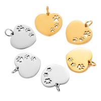 China Stainless Steel Love Heart Pendant with Full Polished Finish and DIY Dog Paw Cutout for sale