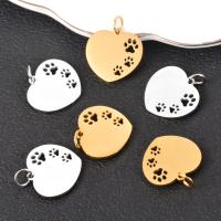 China Stainless Steel Love Heart Pendant with Full Polished Finish and DIY Dog Paw Cutout for sale