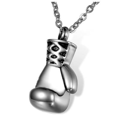 China Stainless Steel Boxing Glove Memorial Ash Pendant Urn Necklace Keepsake Unique Design for sale