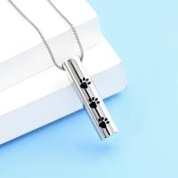 China Stainless Steel Paw Print Cylinder Cremation Urn Necklace for Ashes Keepsake Pendant for Women Men for sale