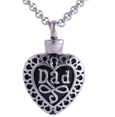 China Stainless Steel Mom Dad Heart Urns Pendants Necklace Cremation Jewelry for Keepsake for sale