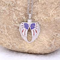 China America Flag Shape Cremation Urn Necklace for Ashes Keepsake Angel Wings Pendant Plating for sale