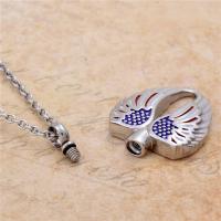 China America Flag Shape Cremation Urn Necklace for Ashes Keepsake Angel Wings Pendant Plating for sale