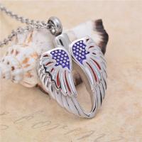 China America Flag Shape Cremation Urn Necklace for Ashes Keepsake Angel Wings Pendant Plating for sale