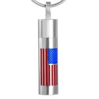 China Engraved Stainless Steel US National Flag Open Tube Perfume Bottle Cremation Necklace for sale