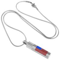 China Engraved Stainless Steel US National Flag Open Tube Perfume Bottle Cremation Necklace for sale