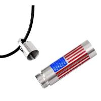 China Engraved Stainless Steel US National Flag Open Tube Perfume Bottle Cremation Necklace for sale