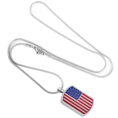 China Stainless Steel Cremation Urn Jewelry for America National Flag Memorial Tag Keepsake for sale