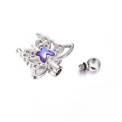 China European and American Stainless Steel Butterfly Pendant Necklace with Perfume Bottle for sale