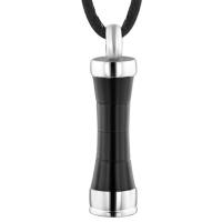 China Women's Stainless Steel Cremation Jewelry Black Cylinder Urn Ashes Pendant Keepsakes for sale