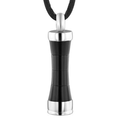 China Women's Stainless Steel Cremation Jewelry Black Cylinder Urn Ashes Pendant Keepsakes for sale