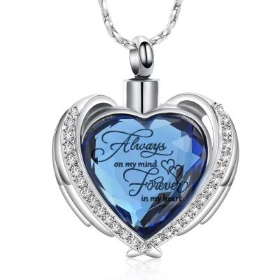 China Silver Plated Angel Wing Hug Necklace for Memorial Ash Holder and Funeral Keepsake for sale