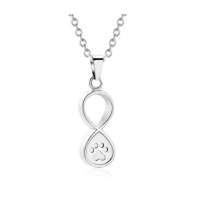 China Excellent Europe and US Heart-Shaped Footprints Stainless Steel Pet Memorial Necklace for sale