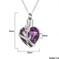 China CNC Inlay Technology Stainless Steel Crystal Heart Ashes Urn Keepsake Cremation Pendant Jewelry for sale