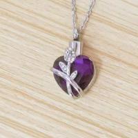 China CNC Inlay Technology Stainless Steel Crystal Heart Ashes Urn Keepsake Cremation Pendant Jewelry for sale