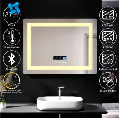 China Heated LED Bathroom Mirror with Bluetooth 600x800mm 700x900mm 750x1000mm Anti-Fog Technology for sale