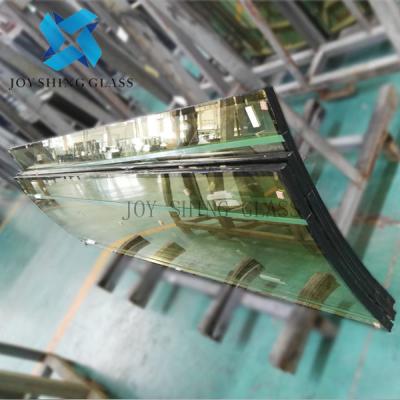 China Green Curved Insulating Glass 28mm Double Tempered Safety Glass with 16mm Argon Gas Spacer for Architectural Applications for sale