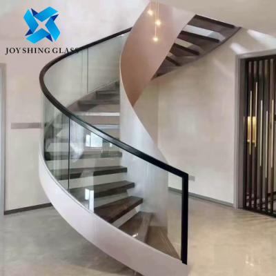 China Custom Size 12mm Bent Toughened Glass for Spiral Stairs Curved Safety Glass for sale