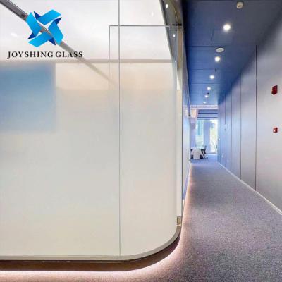 China Customized 16.76mm Milk White Gradient Laminated Glass Partition 8mm+0.76PVB+8mm for sale