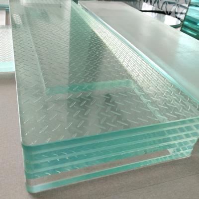 China 12mm 16mm Frosted Anti Slip Tempered Laminated Glass for Stairs Safety Glass for sale