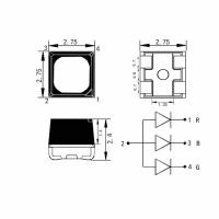 China Tricolor RGB Top SMD LED 2727 LED SMD 3 Volt With Black Surface for sale