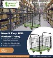 China 300kg Double Handrail Foldable Cart Trolley High Guardrail Portable Grocery Cart for sale