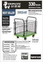China 300kg Double Handrail Foldable Cart Trolley High Guardrail Portable Grocery Cart for sale