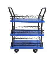 China 330kg Double Armrest 3 Tier Rolling Cart With 4 Silent Inflatable Caters for sale
