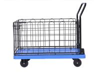 China 600kg Single High Guardrail Foldable Cart Trolley NR Castor SILENT Folding Push Cart for sale