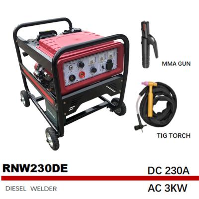 China CE Approved 230A PETROL Arc Gen Welder DC 1.6kw Small Tank RNW230DE for sale