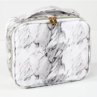 China Black Marble Makeup Kit Bags PVC Cosmetic And Toiletry Bags for sale