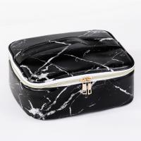 China Black Marble Makeup Kit Bags PVC Cosmetic And Toiletry Bags for sale