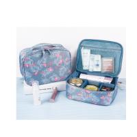 China Embroidered Zipper Closure Makeup Kit Bags Flamingo Tropical Makeup Bag for sale