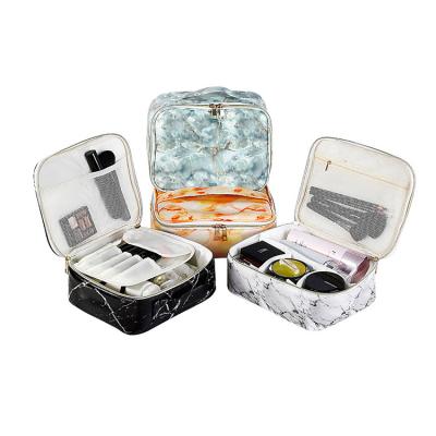 China OEM ODM Makeup Kit Bags Marble Pattern Multifunctional Large Capacity for sale