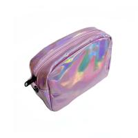 China PU Leather Holographic Makeup Bag Travel Laser Cosmetic Wash Bag for sale