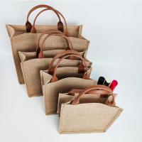 China Medium Size 30-50cm Handheld Shopping Bag Jute Linen Bags for sale