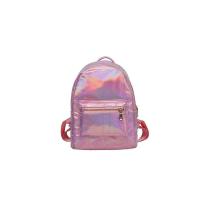 China Waterproof PU Leather Pink Holographic Backpack 320g-350g Lightweight for sale