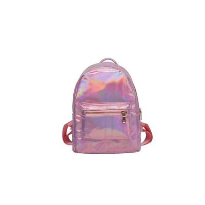 China Waterproof PU Leather Pink Holographic Backpack 320g-350g Lightweight for sale