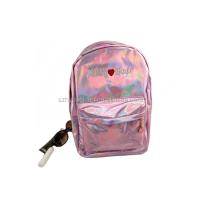 China Waterproof PU Leather Pink Holographic Backpack 320g-350g Lightweight for sale