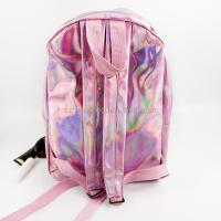 China Waterproof PU Leather Pink Holographic Backpack 320g-350g Lightweight for sale