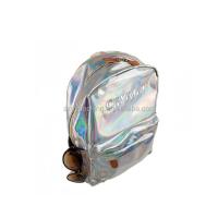 China Waterproof PU Leather Pink Holographic Backpack 320g-350g Lightweight for sale