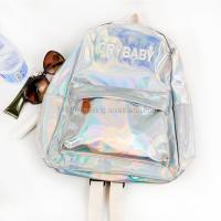 China Waterproof PU Leather Pink Holographic Backpack 320g-350g Lightweight for sale